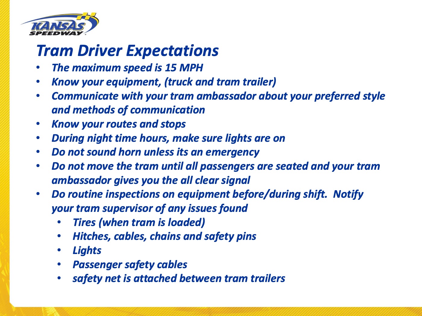 Tram Operator | Kansas Speedway Training