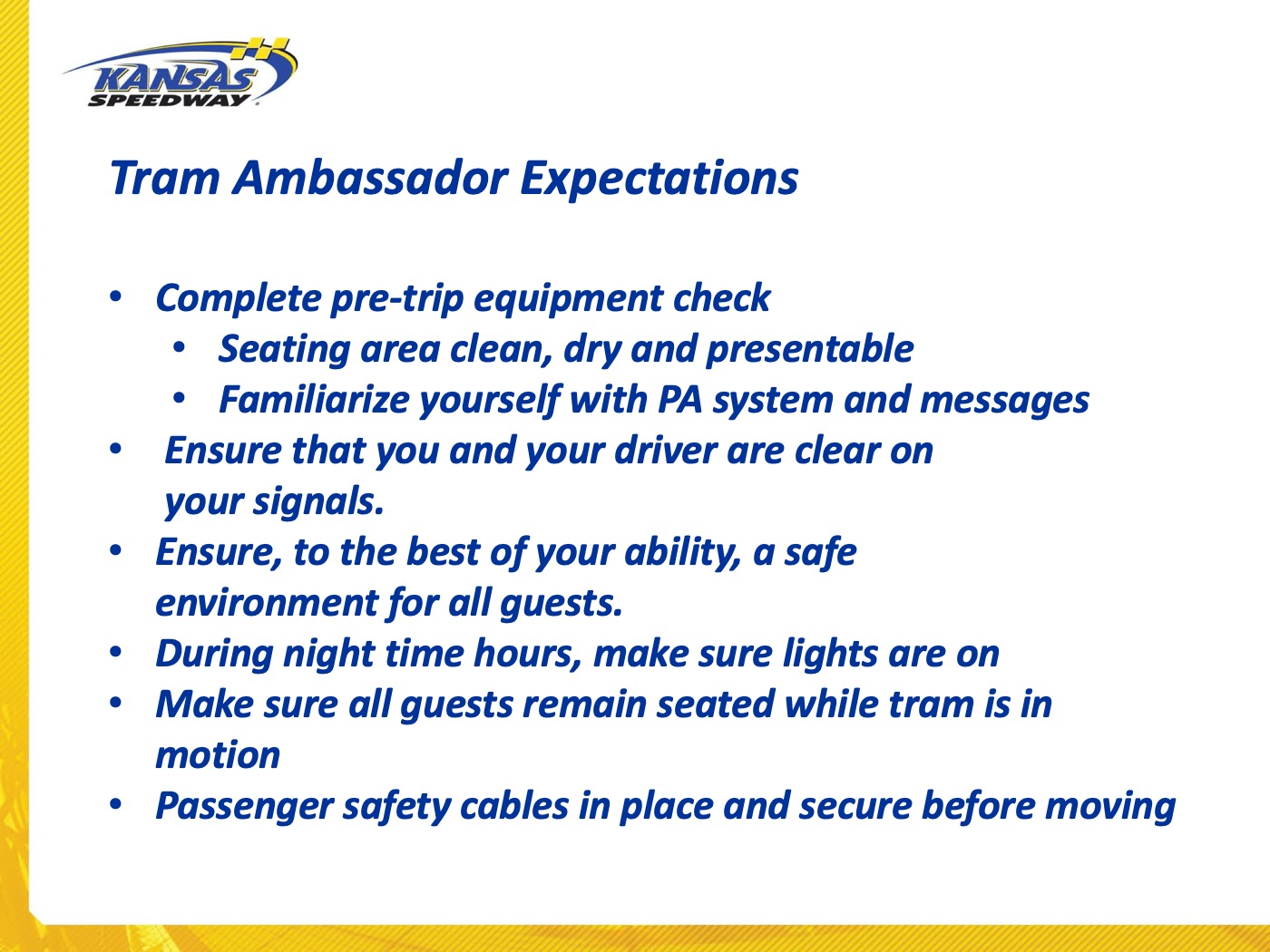 Tram Operator | Kansas Speedway Training